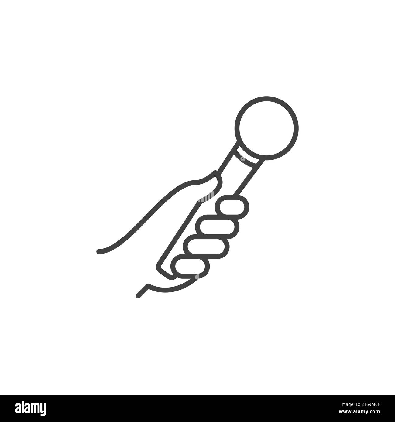 Hand Holding Mic vector icon or logo element in thin line style Stock ...
