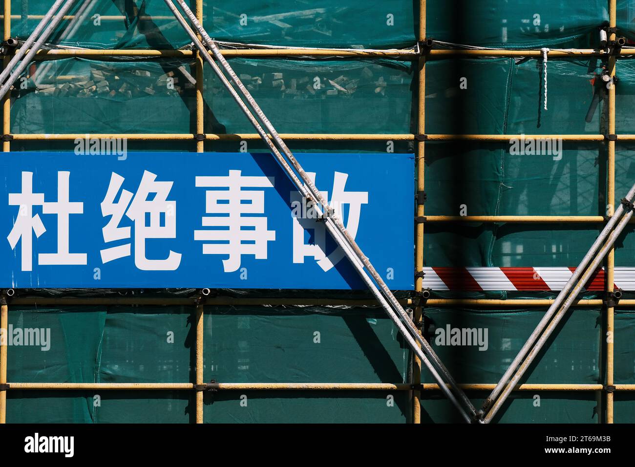 A blue street sign mounted on a green wall and partially obscured by a ...