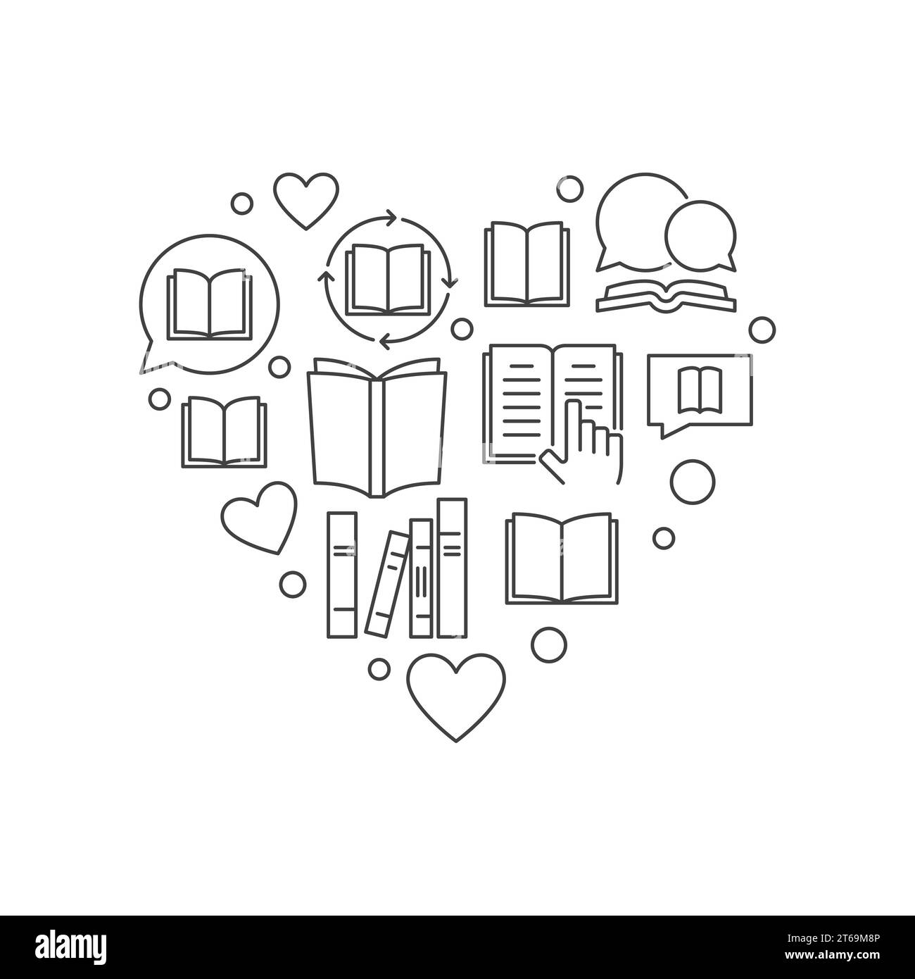 Books Heart vector reading and education concept outline illustration ...