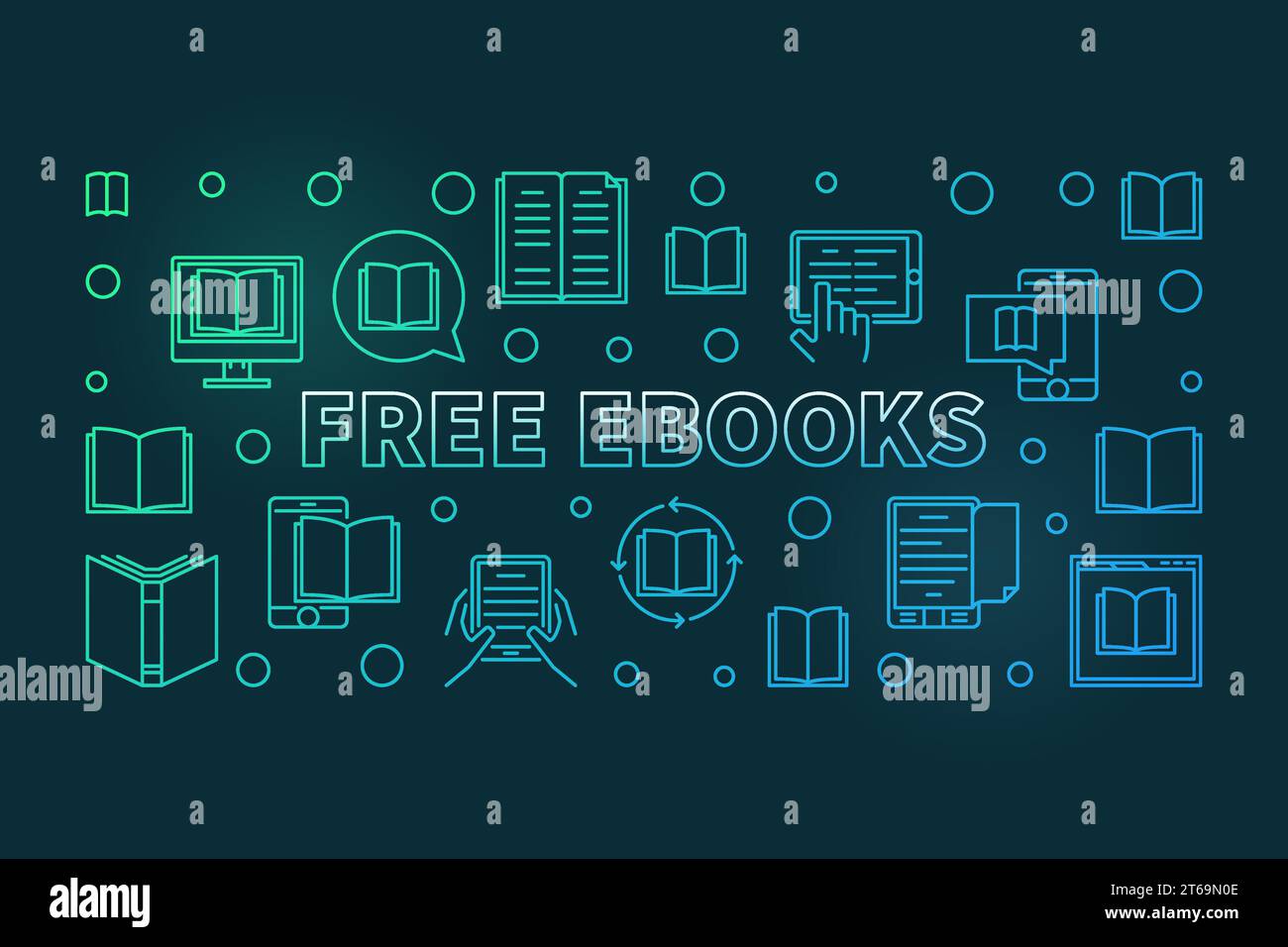 Free eBooks vector colorful concept linear illustration or banner on ...