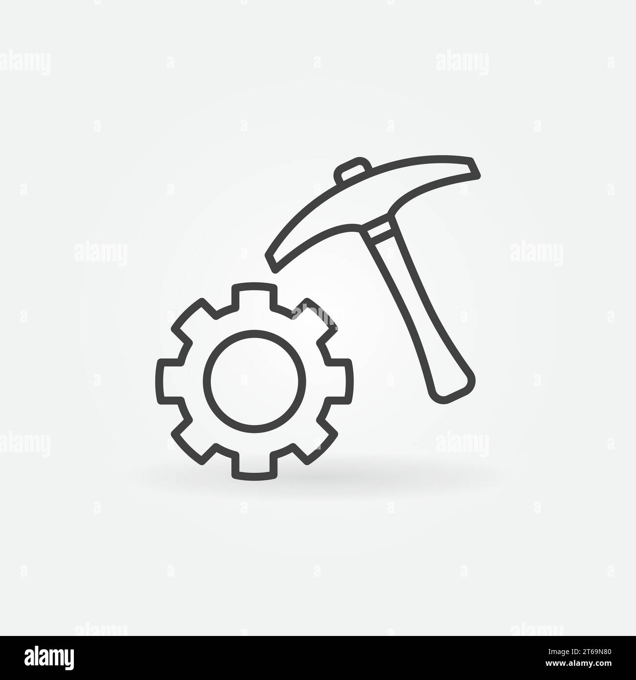 Pickaxe with Cog Wheel linear icon. Data Mining vector concept outline sign Stock Vector Image ...