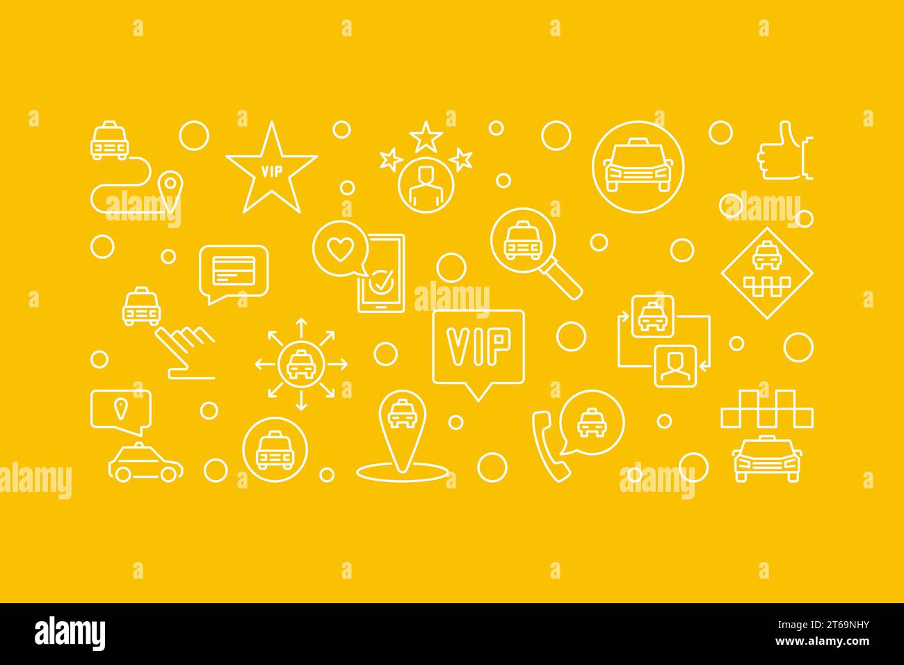 VIP Taxi vector concept outline horizontal banner or illustration with ...