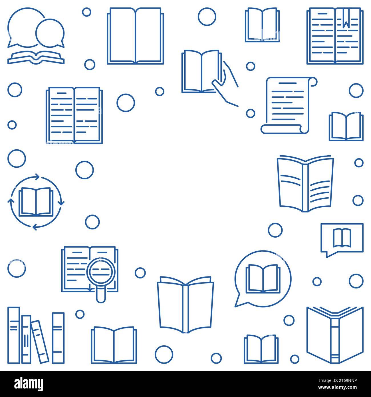 Books vector outline frame. Education and learning concept illustration ...