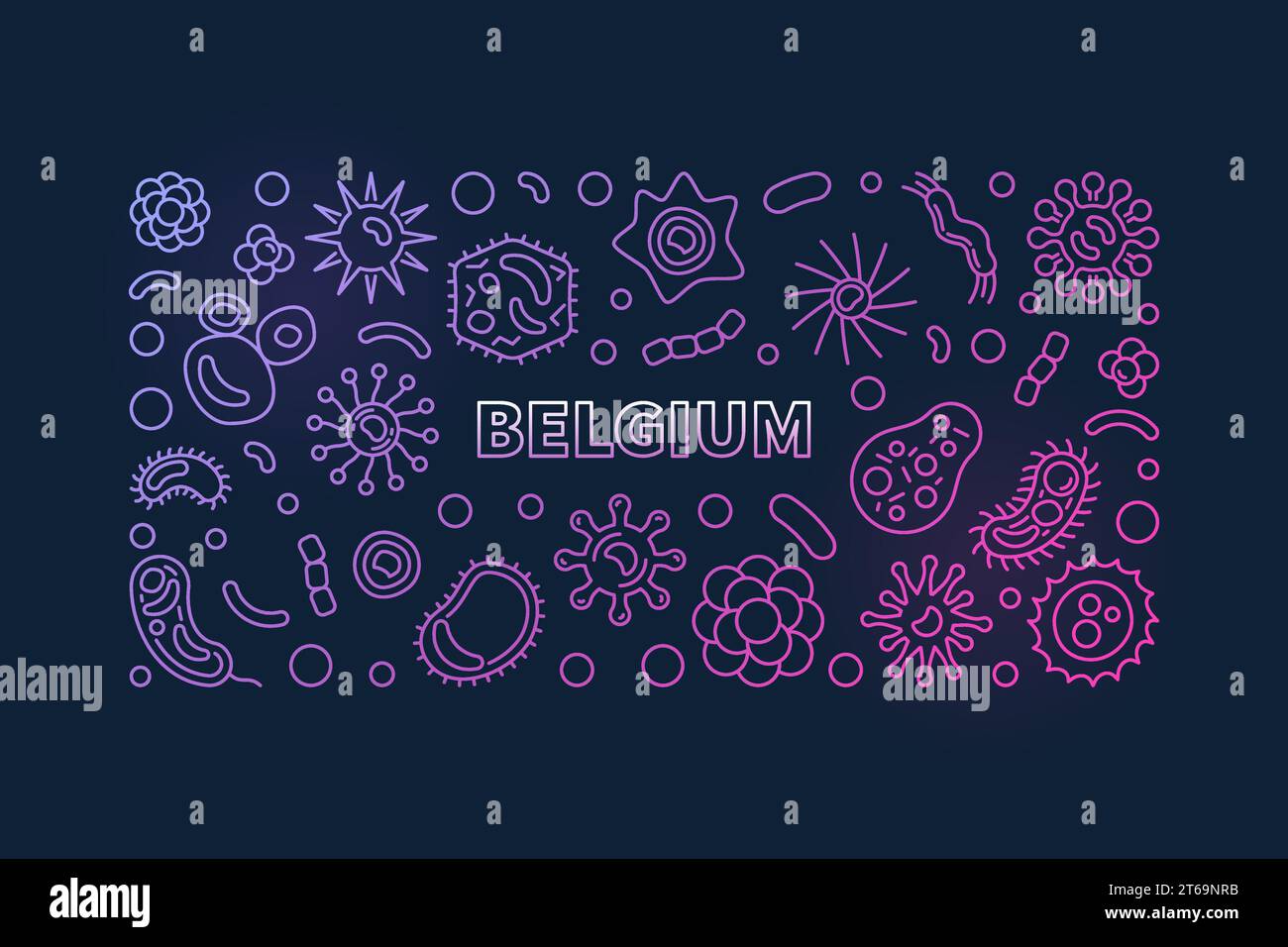 COVID-19 in Belgium vector colored concept outline horizontal banner or ... COVID-19 in Belgium vector colored concept outline horizontal banner or ...