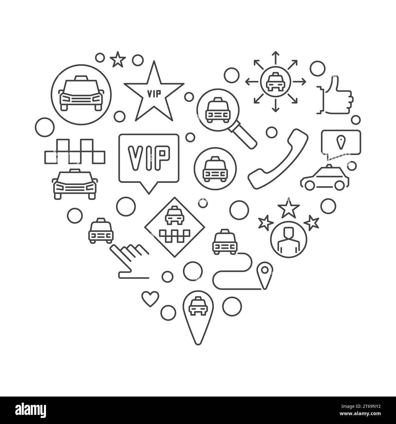 VIP Taxi Heart vector concept linear simple illustration Stock Vector ...