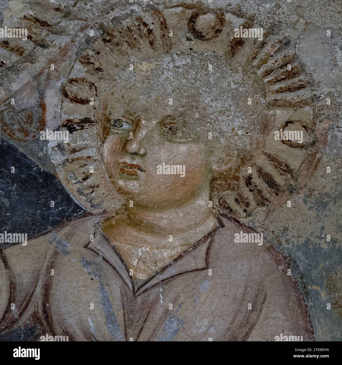 Face of Infant Jesus. Detail of late 1200s or early 1300s fresco ...