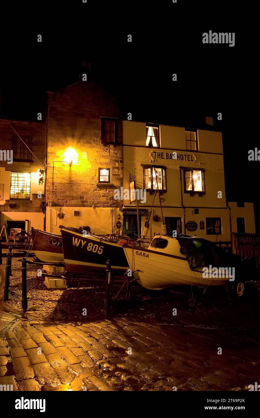 Night time views of Robin Hoods Bay, Yorkshire, England Stock Photo - Alamy