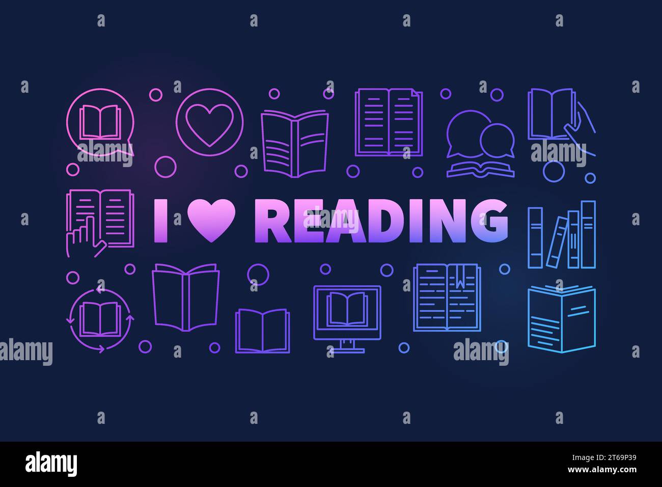 I love reading creative colored horizontal banner in outline style ...