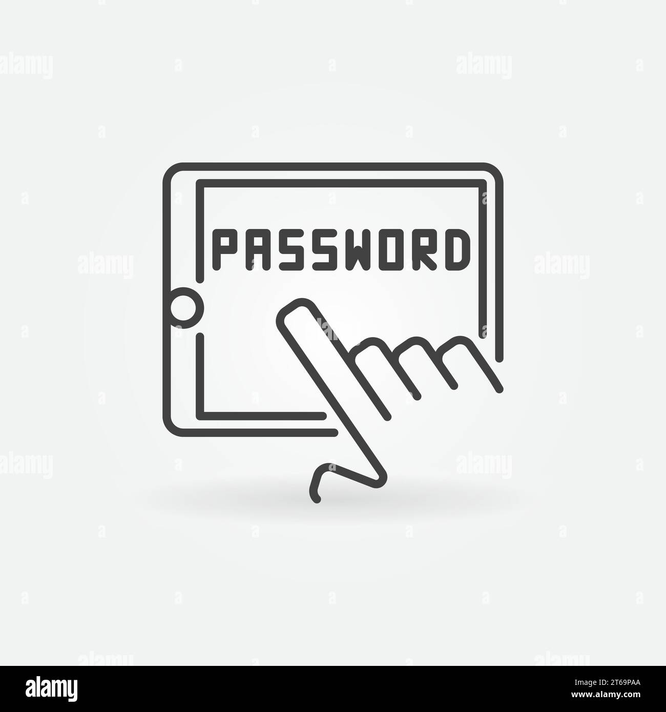 Hand and Tablet with Password vector concept icon in thin line style ...