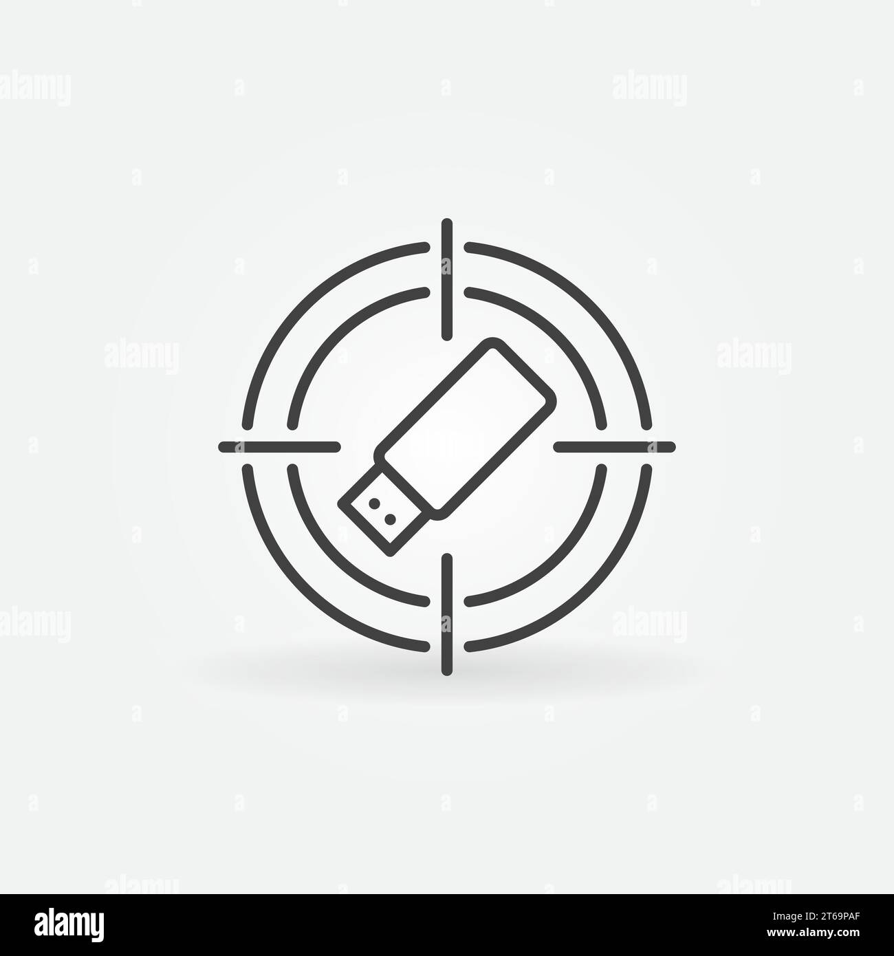 Target with USB Flash Drive vector concept icon or symbol in outline ...