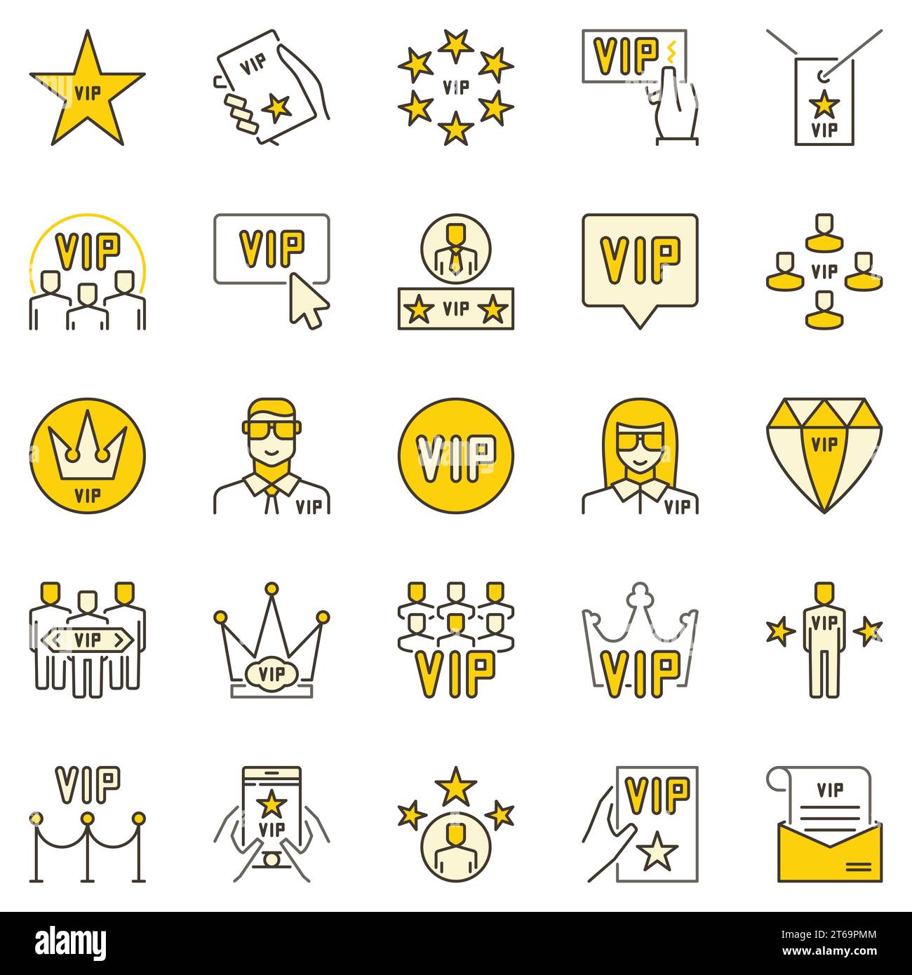 VIP colored icons - vector modern symbols or design elements collection ...