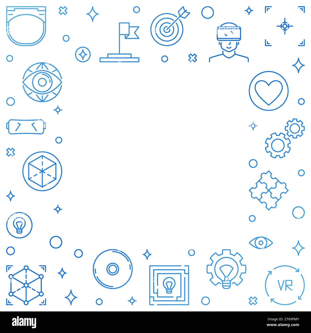 VR concept creative frame - vector Virtual Reality outline illustration ...