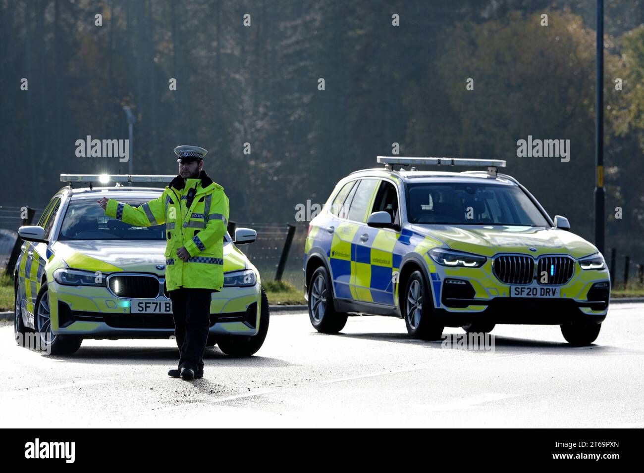 Police Scotland manage traffic control on the A68 as the load moves ...