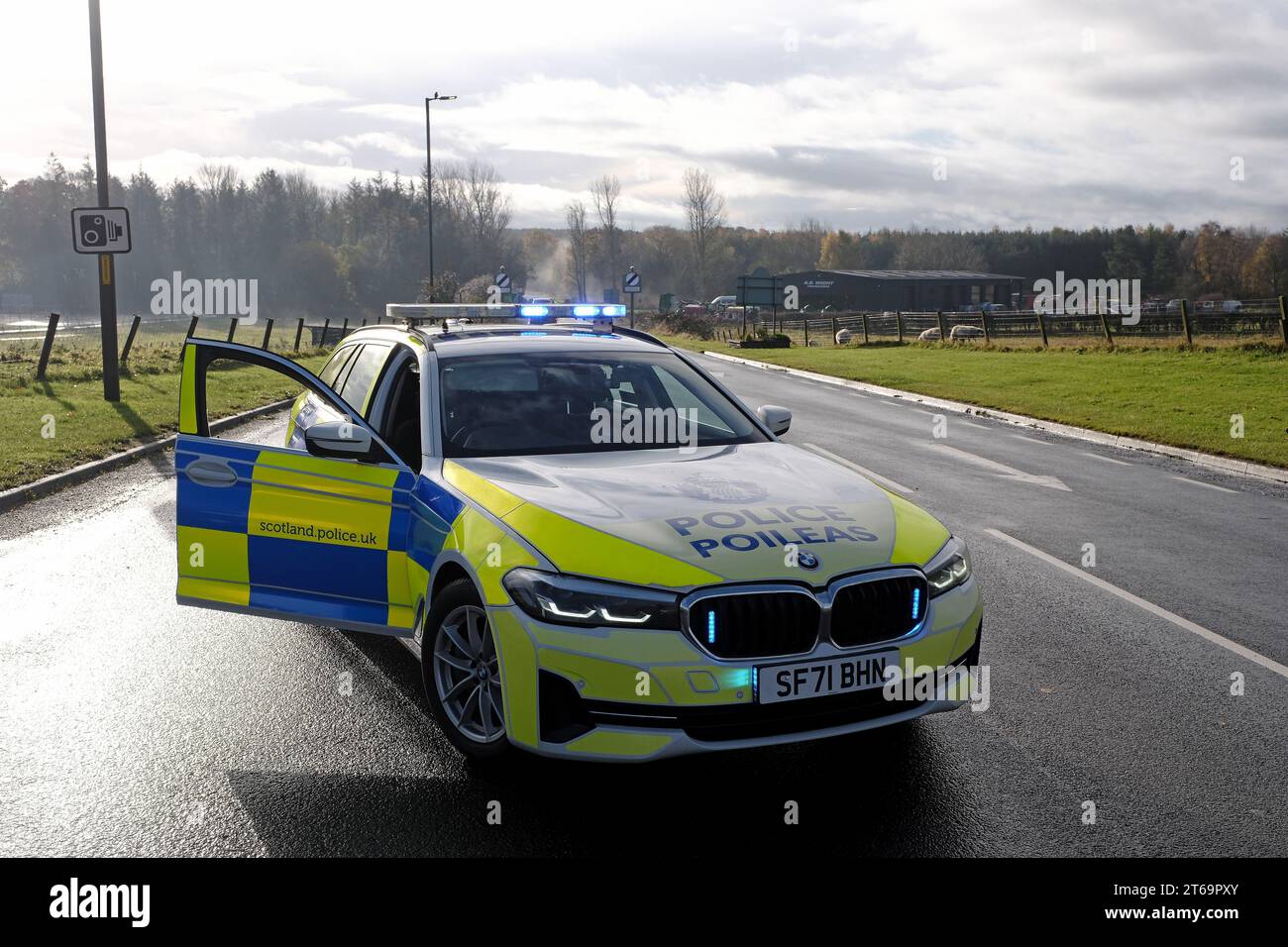 Police Scotland manage traffic control on the A68 as the load moves ...