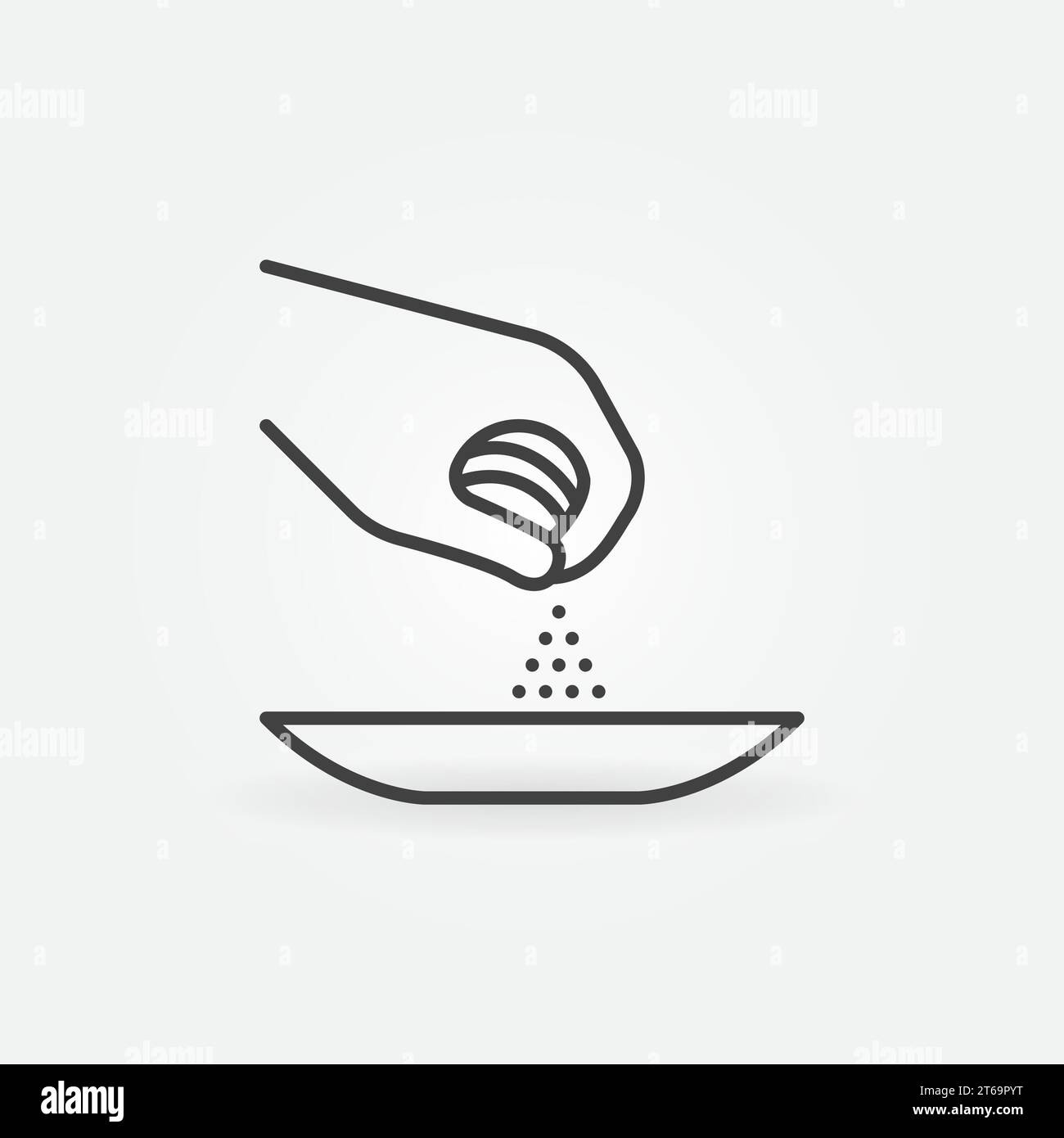 Hand with Salt and Plate linear vector Seasoning concept icon or logo ...