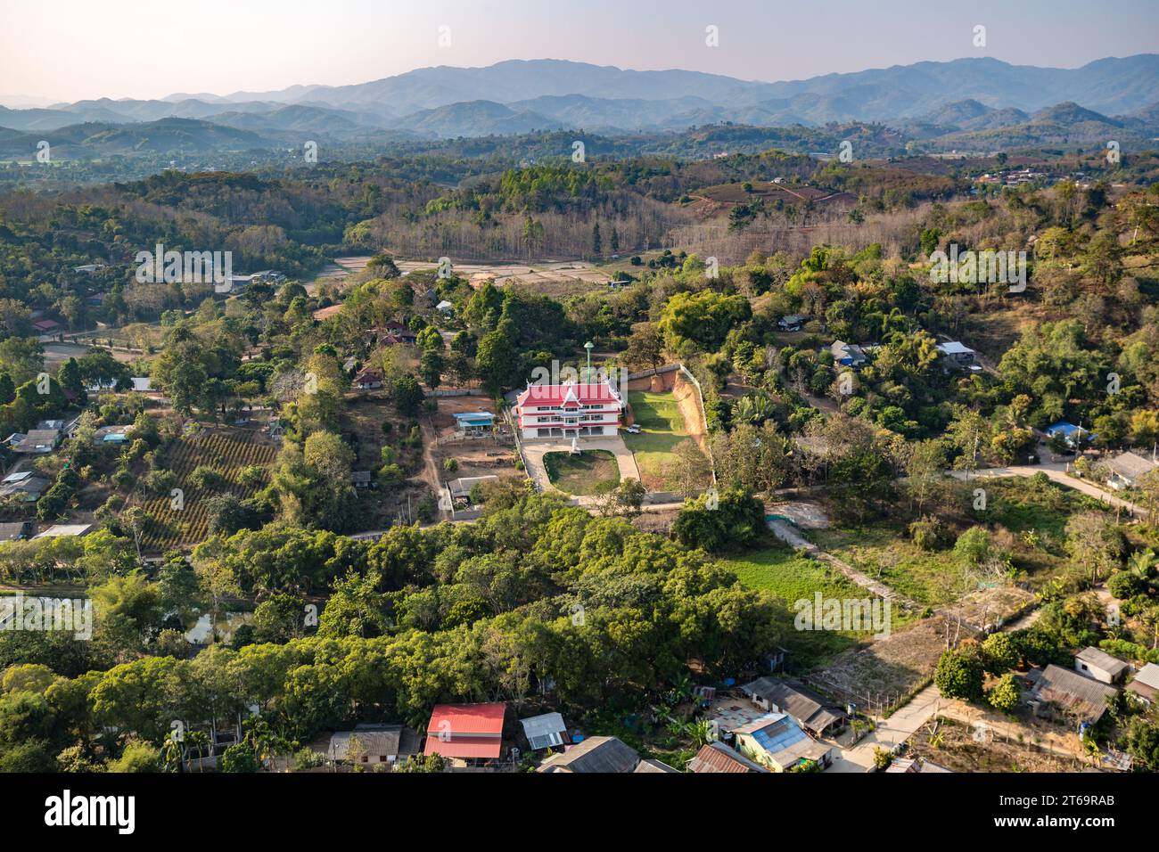 View from the top of the Guan Yin (Goddess of Mercy) statue at Wat Huay ...
