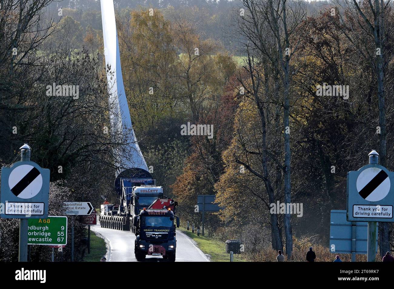 Travelling on A68 near St Boswells. Wind Turbine Blades on transport ...
