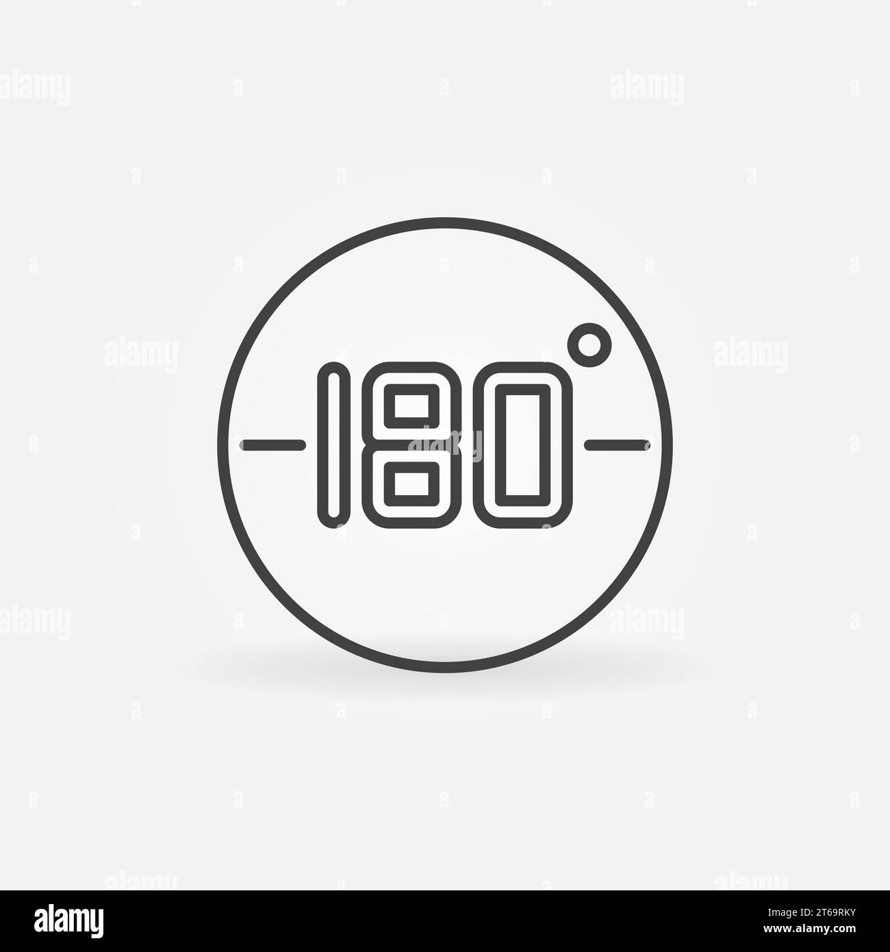 180 degree in circle vector concept minimal icon or symbol in outline ...