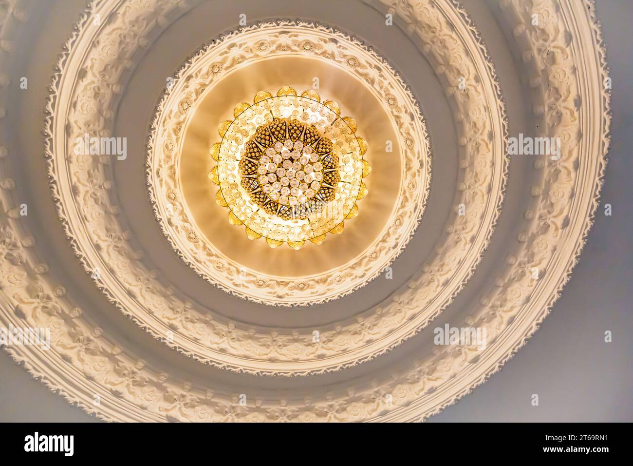 Ornate recessed light fixtures in the ceiling of the Guan Yin (Goddess ...