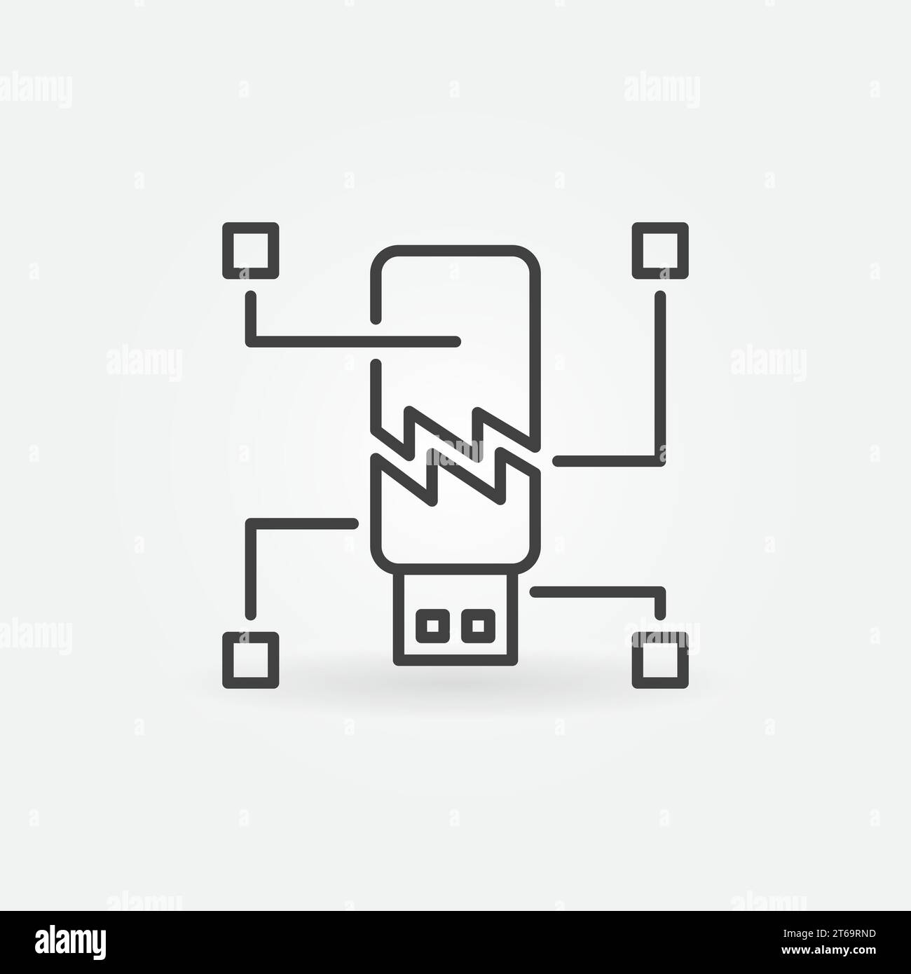 Corrupted USB Flash Drive vector icon or symbol in linear style Stock ...