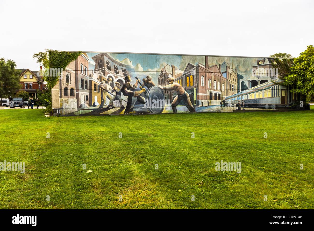 Mural in Pullman National Historical Park at the rear of the Historic ...