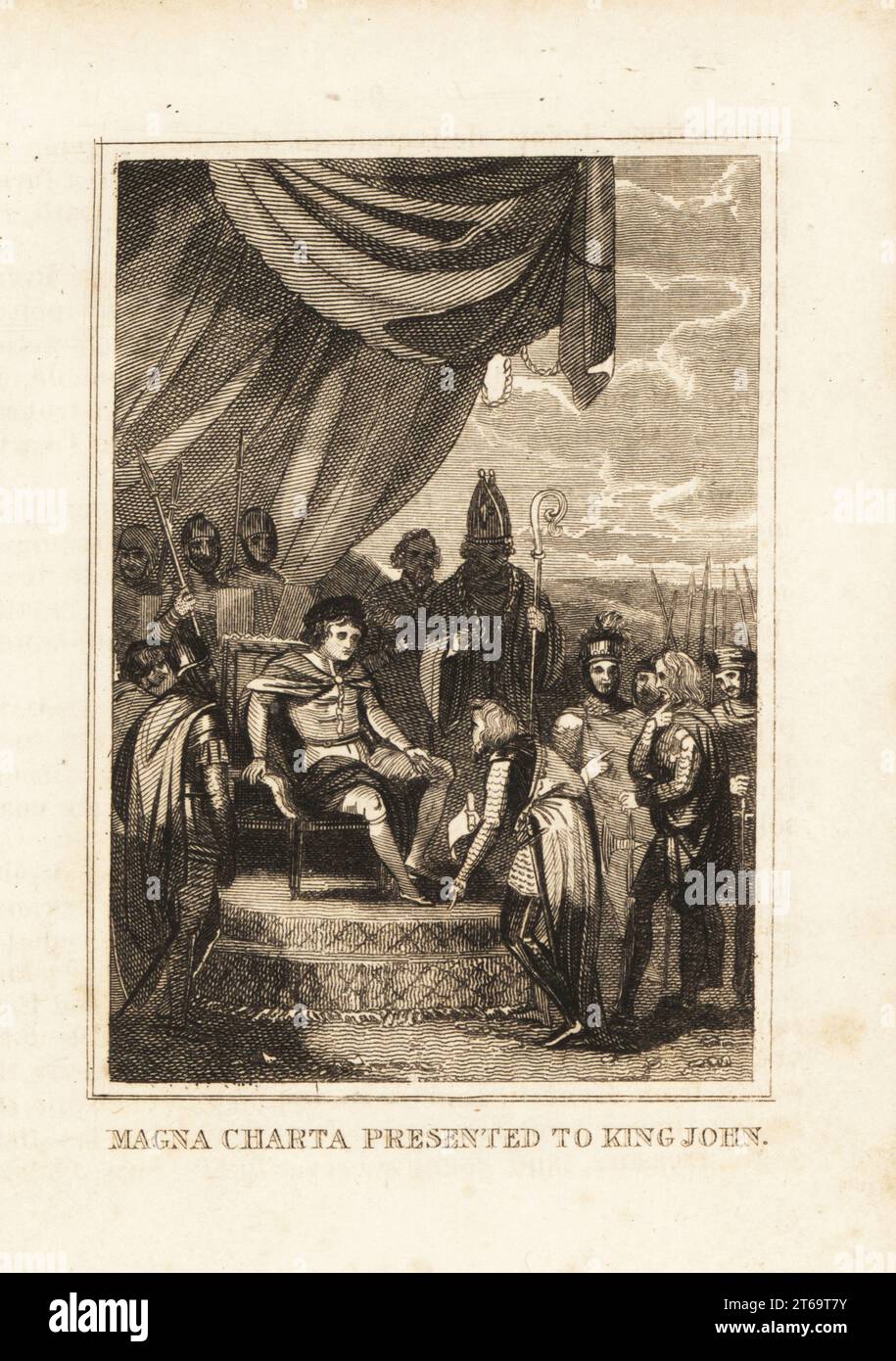 King John of England receiving the Magna Carta from the rebel barons ...