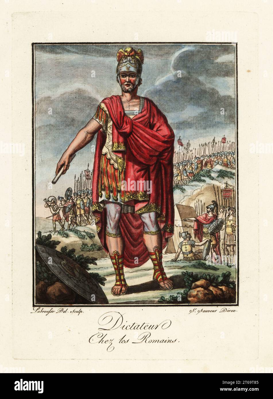 Dictator in military uniform, ancient Rome. Wearing galea or helmet ...