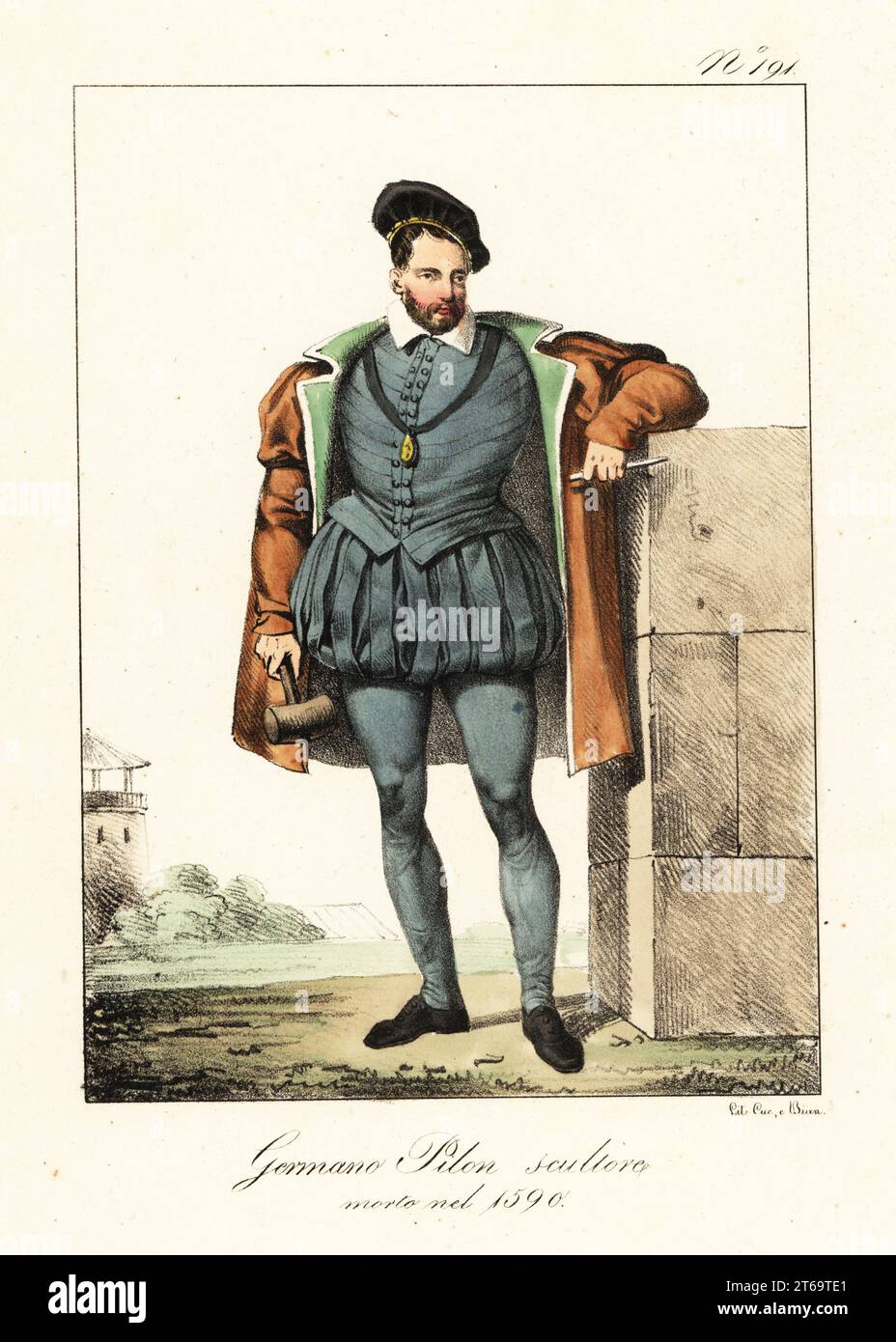 Germain Pilon, French Renaissance sculptor, c. 1525- 1590. In cap, coat ...