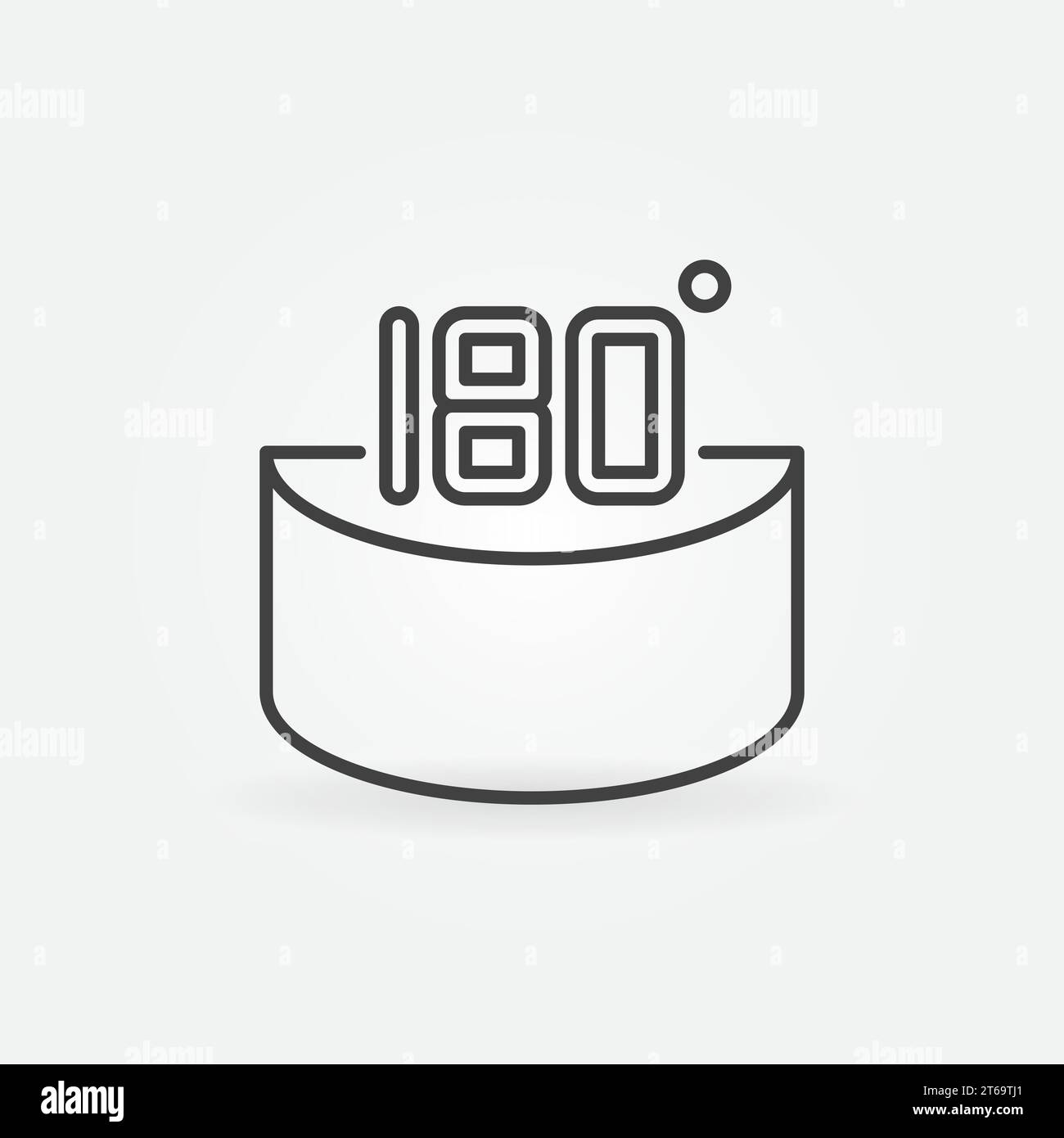 180 degrees vector concept simple icon or sign in thin line style Stock ...