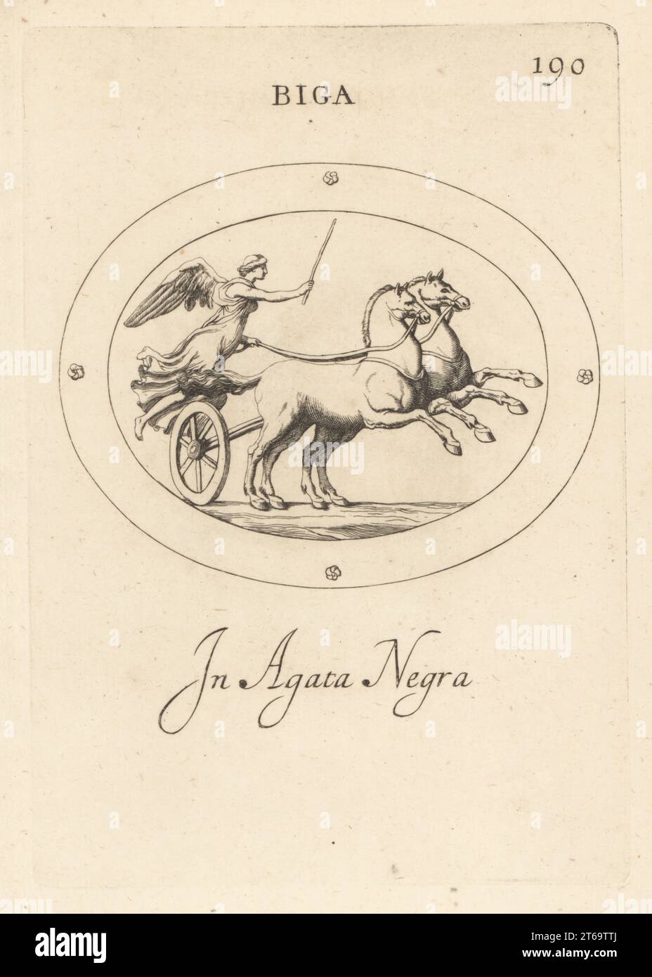 Winged figure of Victoria, Roman goddess of Victory, driving a biga, a ...