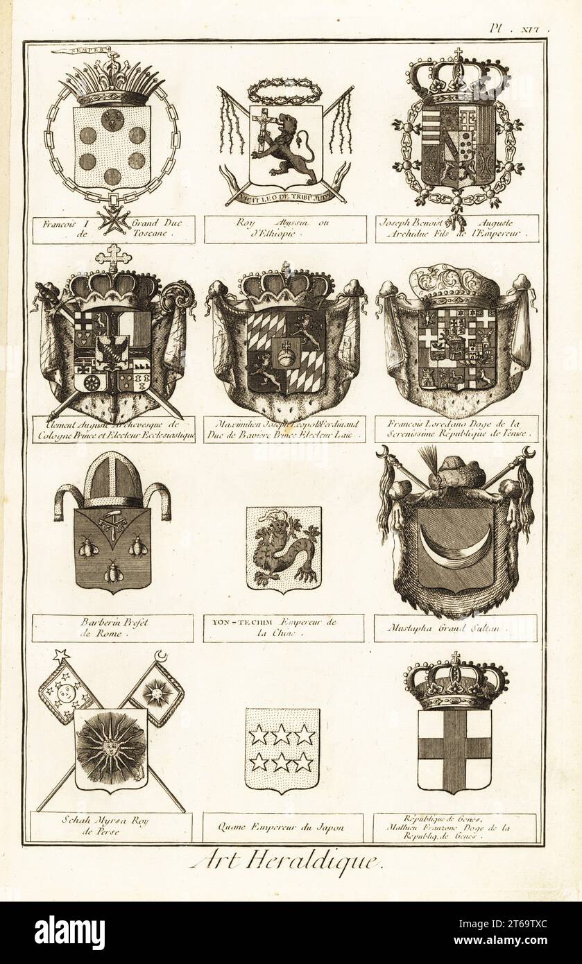 Coats of arms of kings, emperors and sultans. Includes Francois I, Duke ...