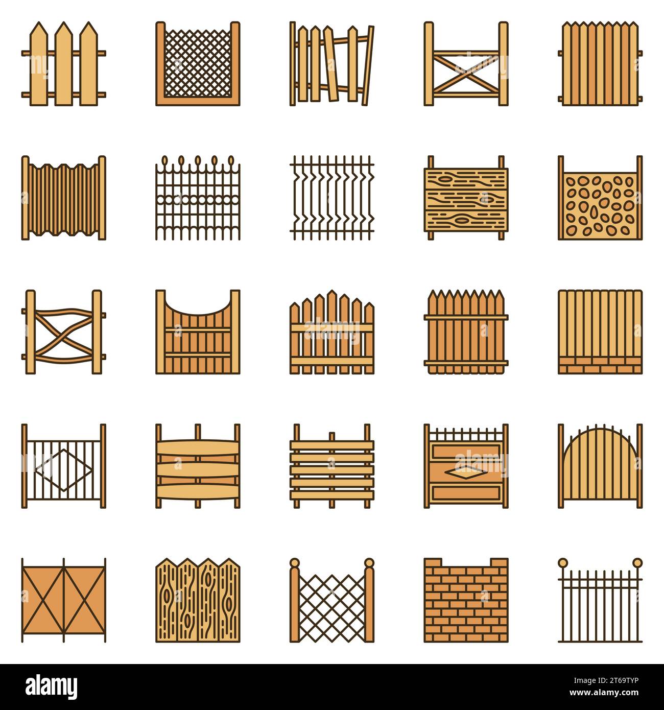 Fences colored icons collection - vector Fence creative signs Stock ...