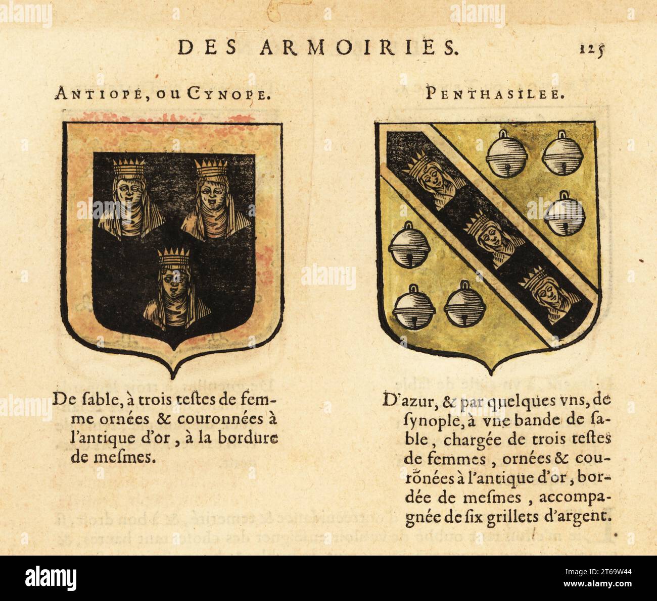 Imaginary coats of arms of Queens of the Amazons Antiope, with three ...