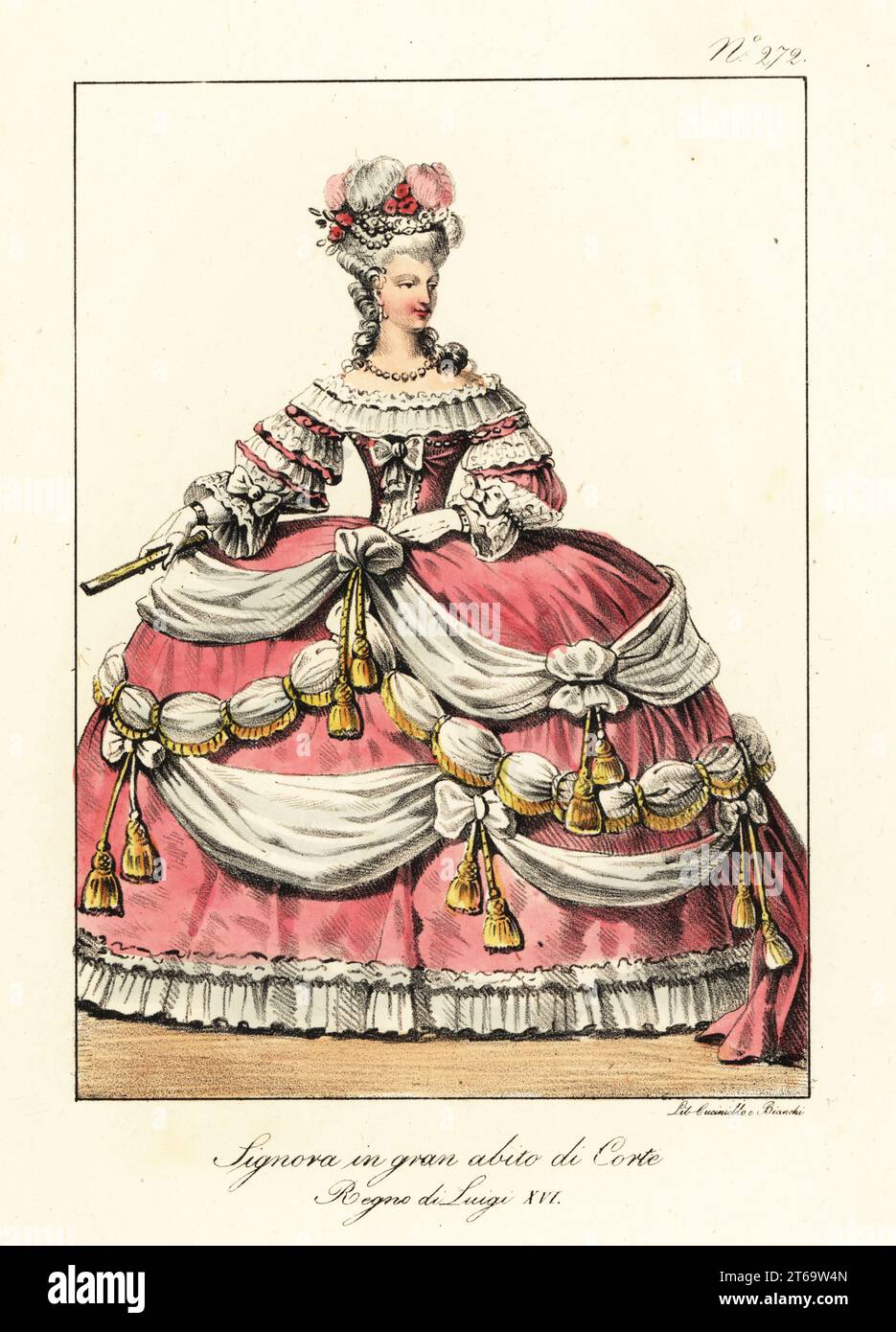 French noble woman in formal dress at the court of King Louis XVI ...