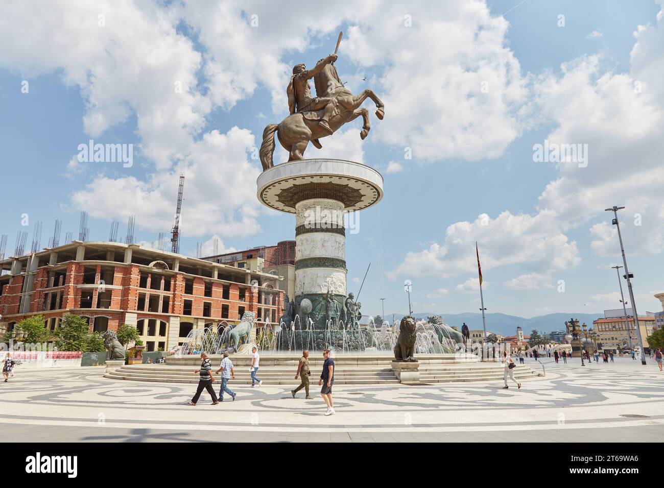 Skopje's Macedonia Square and its Alexander the Great monument Stock ...