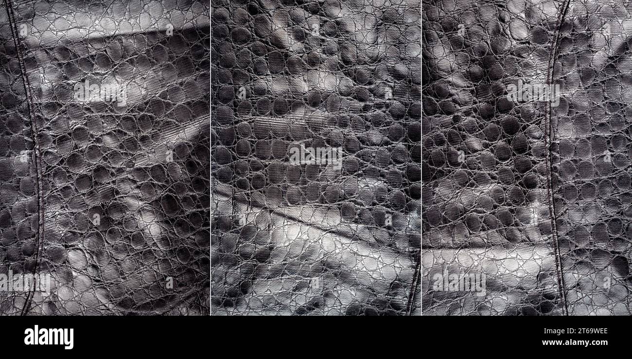 Collection of images with black leather textures, Fake alligator skin ...