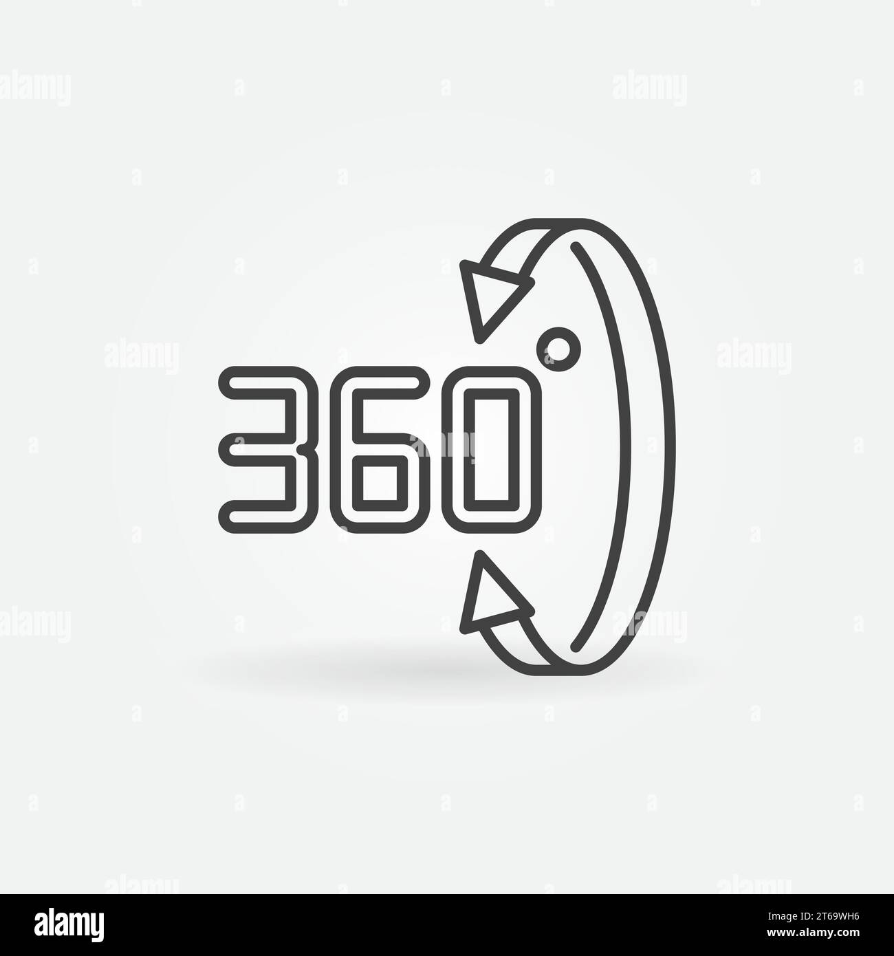 Vector 360 degrees linear icon. Rotation concept outline symbol Stock ...