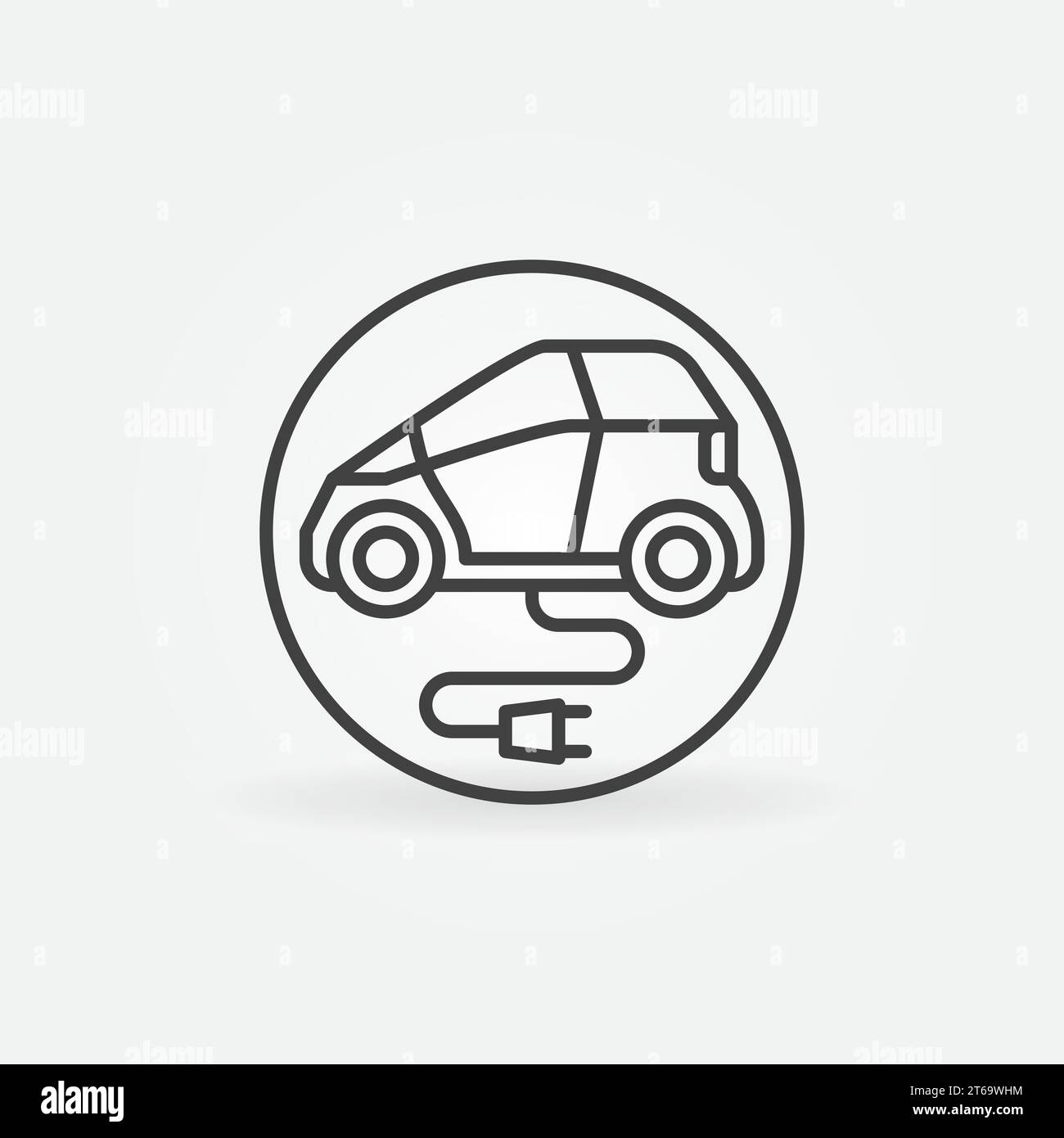 Electric Car or EV linear vector concept round icon or logo element ...