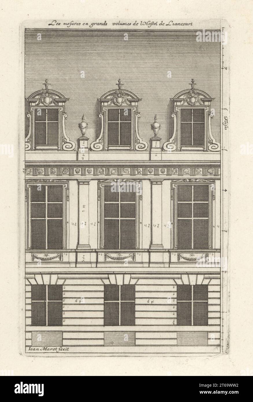 The windows with measures in toises of the Hotel de Liancourt, a grand ...
