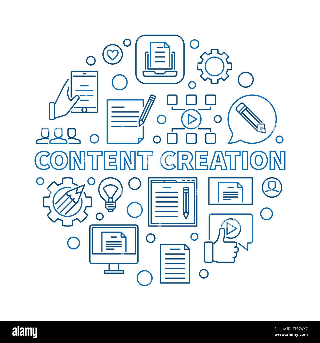 Content Creation vector circular concept outline illustration Stock ...