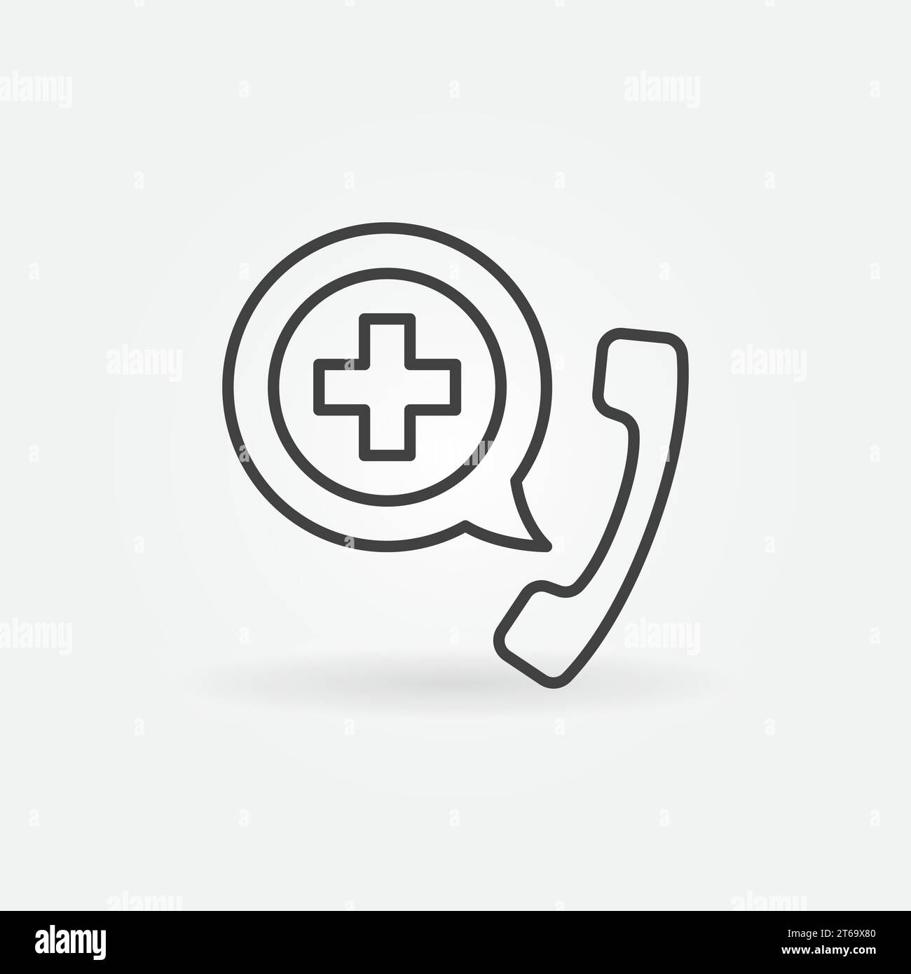 Phone with Cross in Speech Bubble outline icon. Emergency Call vector ...