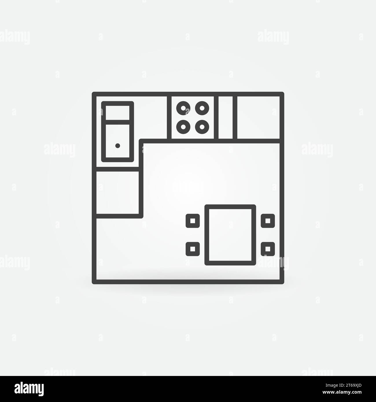 Kitchen Plan linear vector concept simple icon or logo element Stock ...