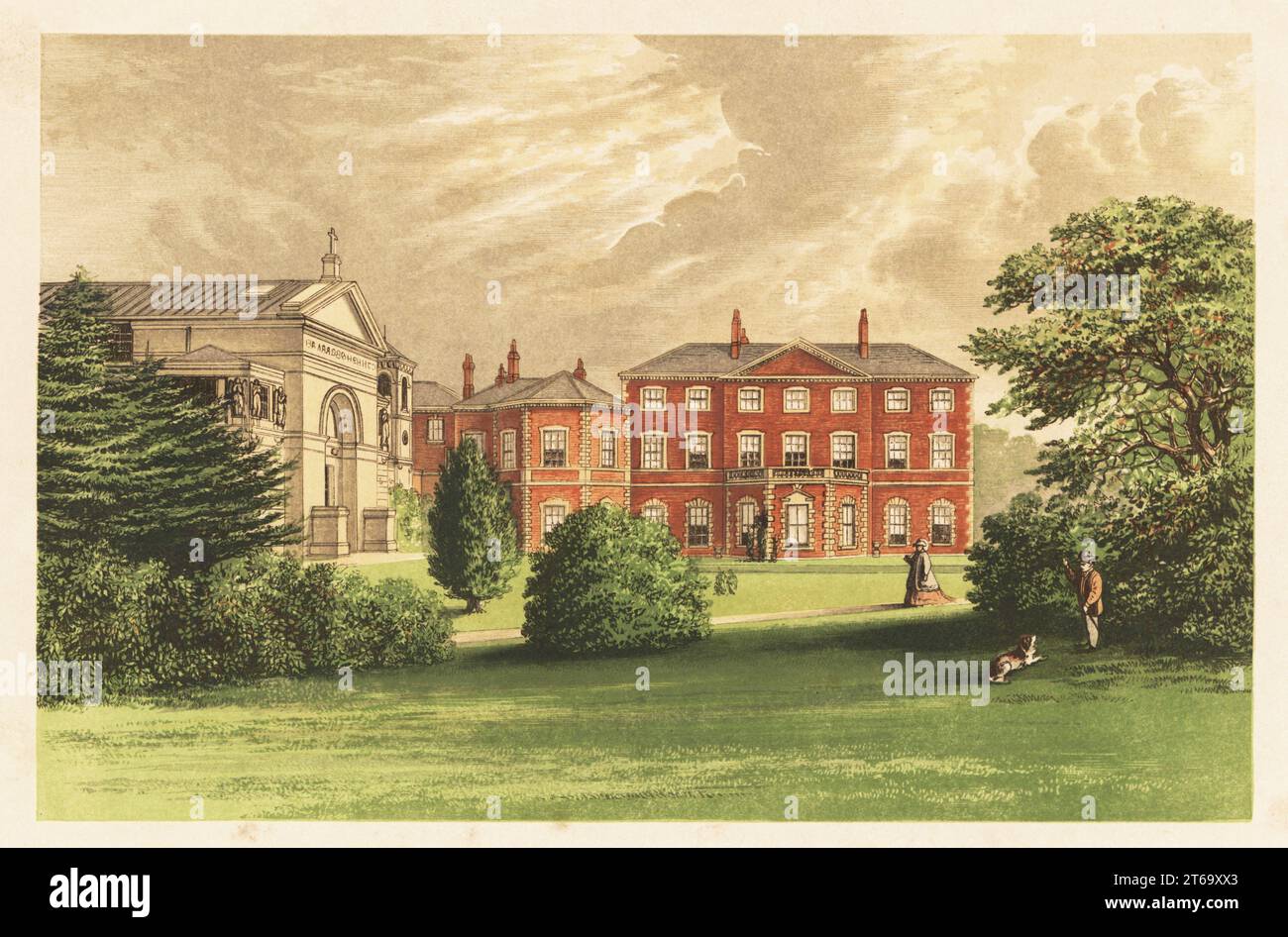 Everingham Hall, Yorkshire, England. Georgian house in red brick built ...