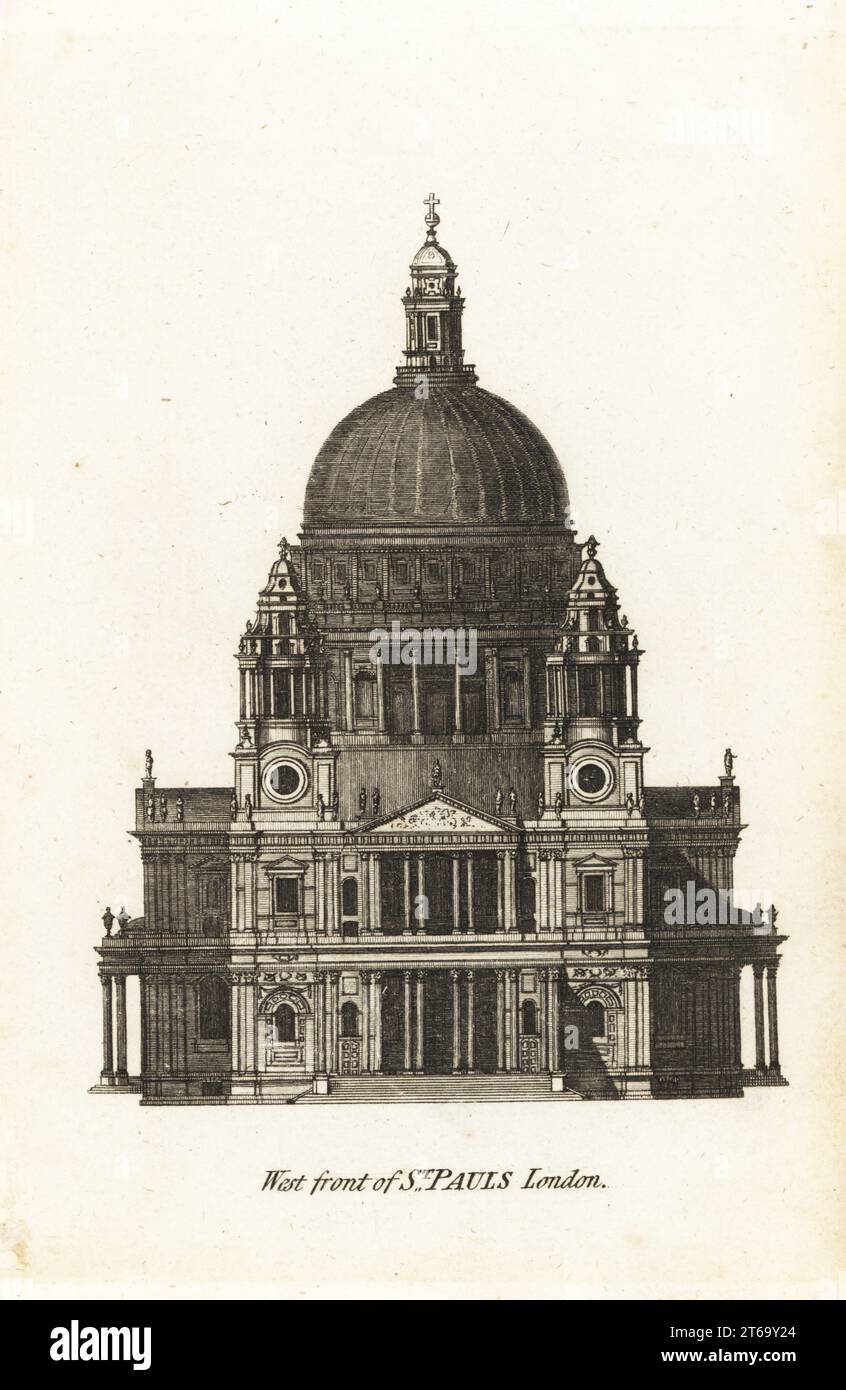 West front of St Paul's Cathedral, London. The main entrance has a ...