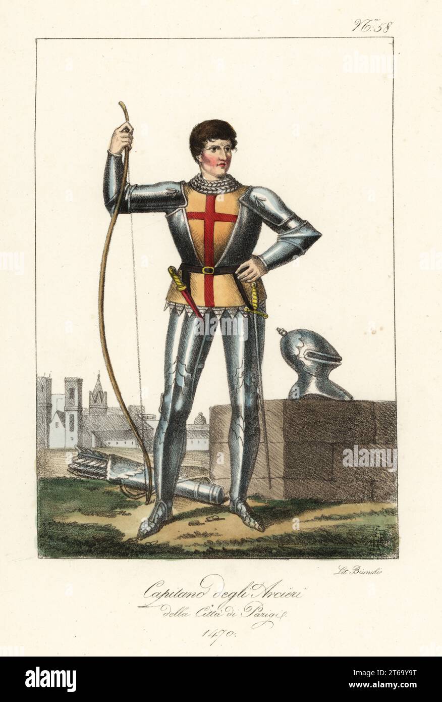 Captain of the Royal Watch, Archers of the city of Paris, 1470. In suit ...