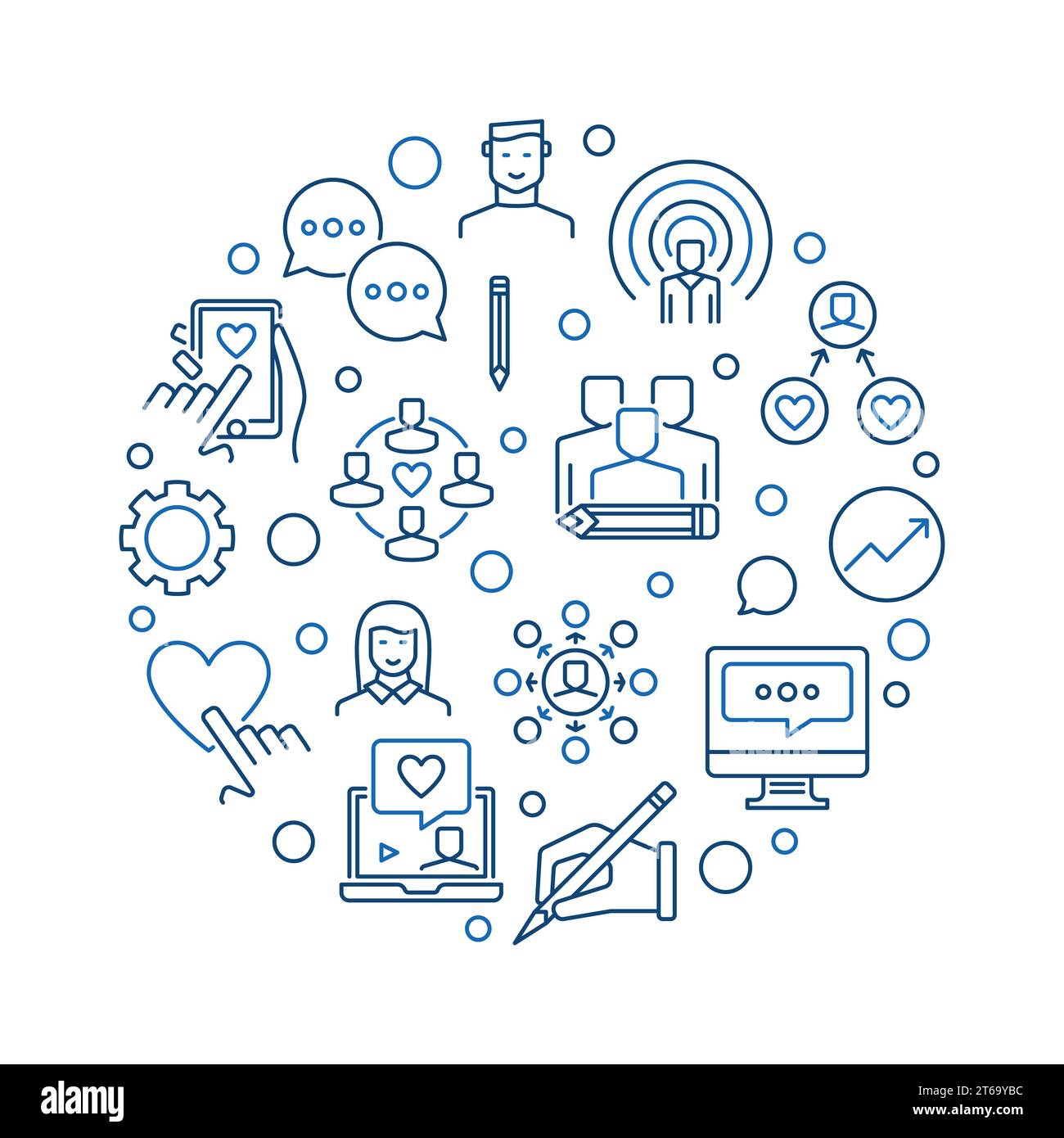 Blogger and Personal Blogs vector round concept minimal illustration in ...