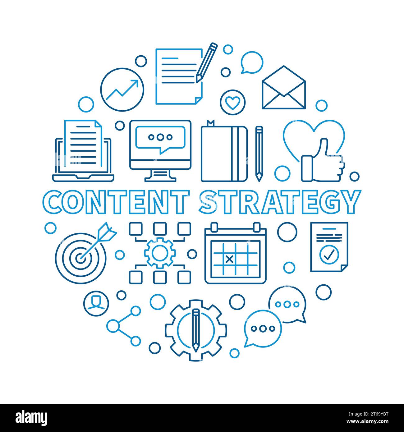 Content Strategy vector round concept outline illustration Stock Vector ...