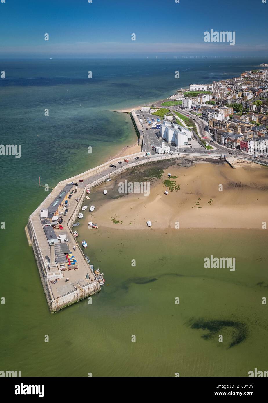 An aerial view of Margate Beach and Harbour Arm. Kent, England Stock ...