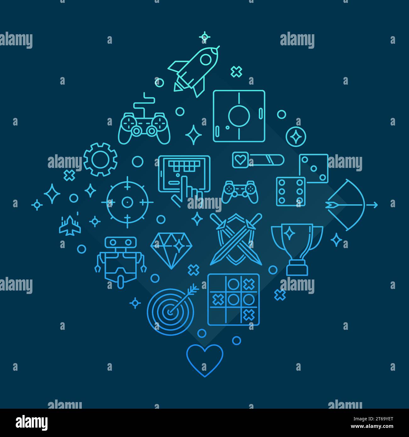 Blue line gamepad gear icon hi-res stock photography and images - Alamy