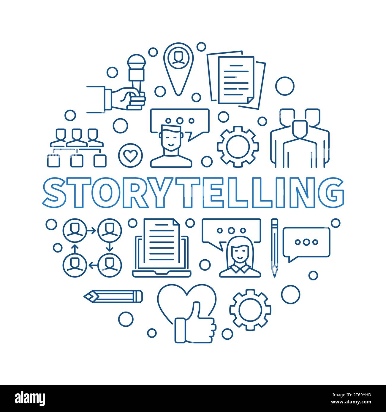 Storytelling vector round concept illustration in thin line style Stock ...